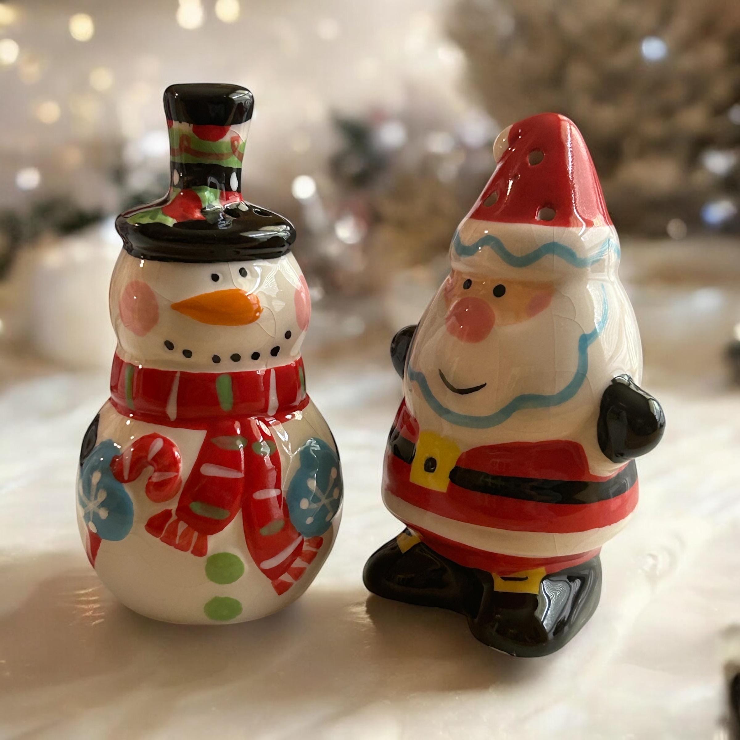 Vintage Pier 1 Santa and Snowman Salt and Pepper Shakers - Etsy