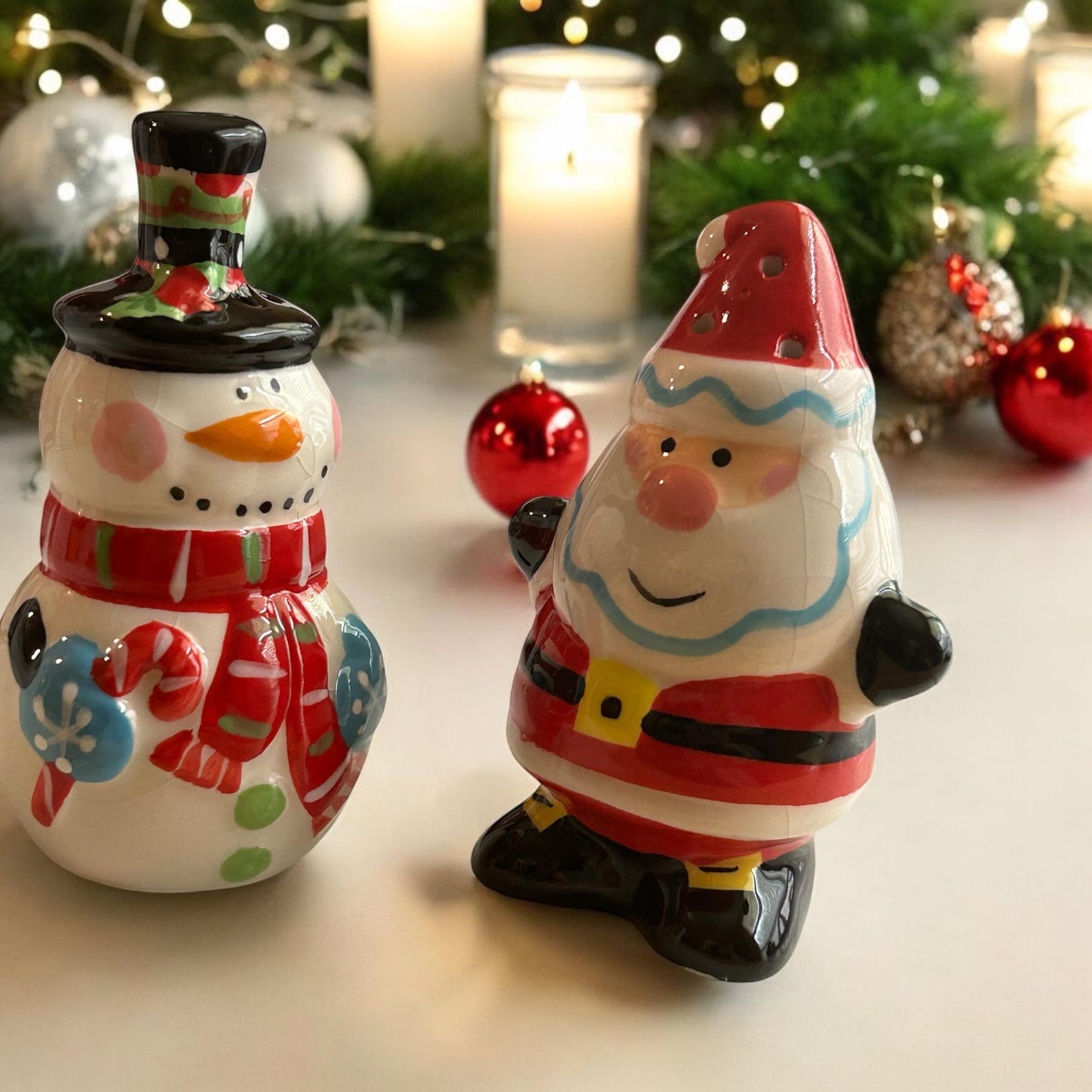 Vintage Pier 1 Santa and Snowman Salt and Pepper Shakers - Etsy