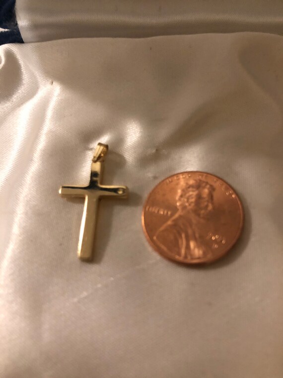 Vintage 14K Simple Yellow Gold Cross Pendant - Gem