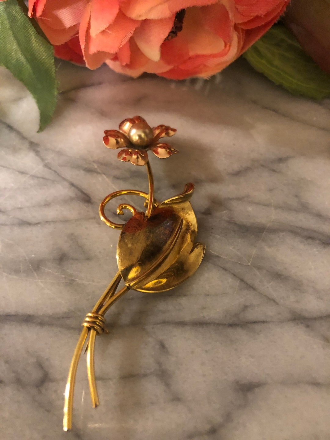 Vintage Van Dell 12K GF Flower Brooch With Pearl Center - Etsy