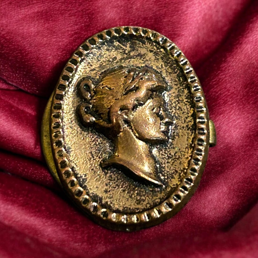 Vintage Gold Tone Cameo Button Cover - Etsy