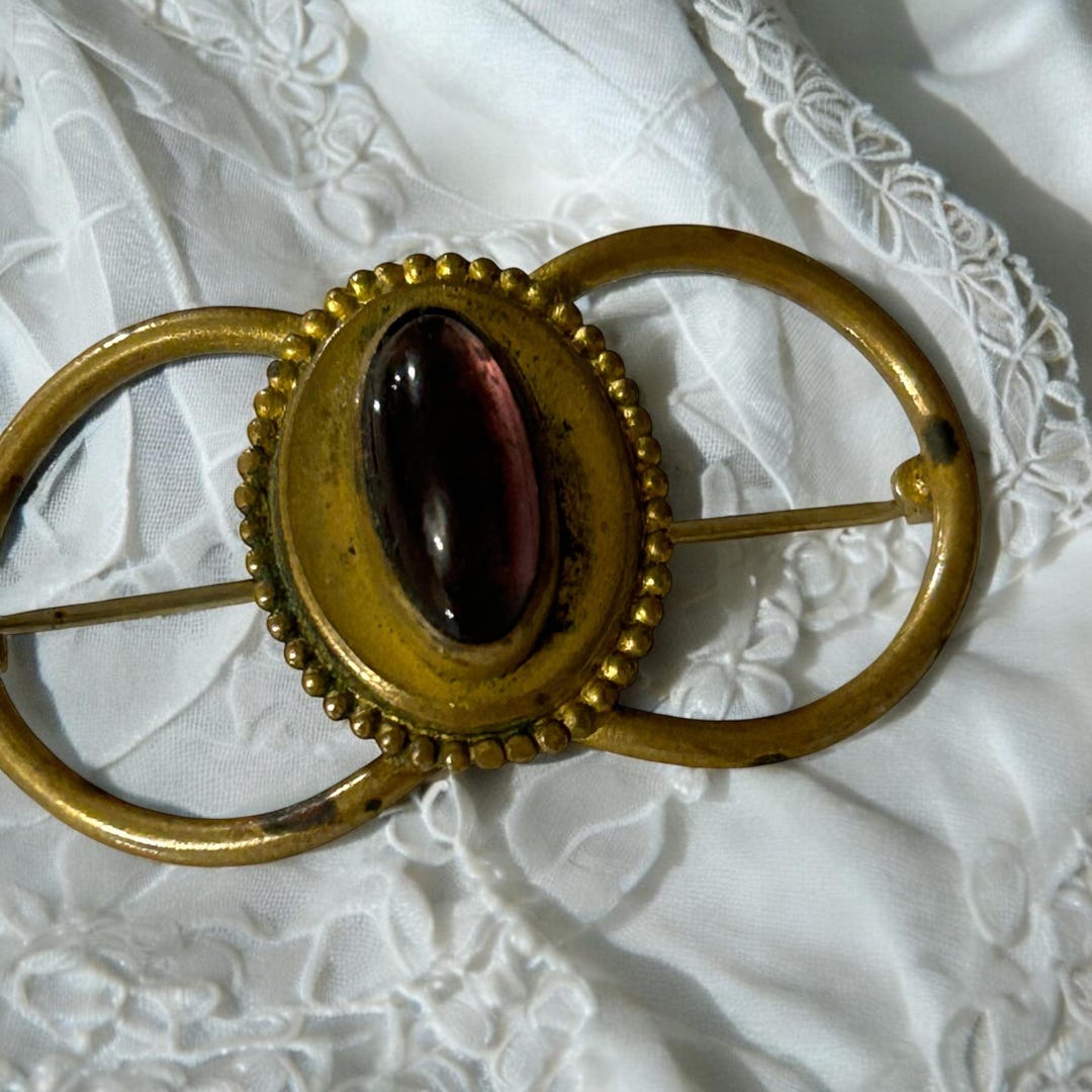 Antique Gold Tone Victorian Amethyst Double Loop Pin - Etsy