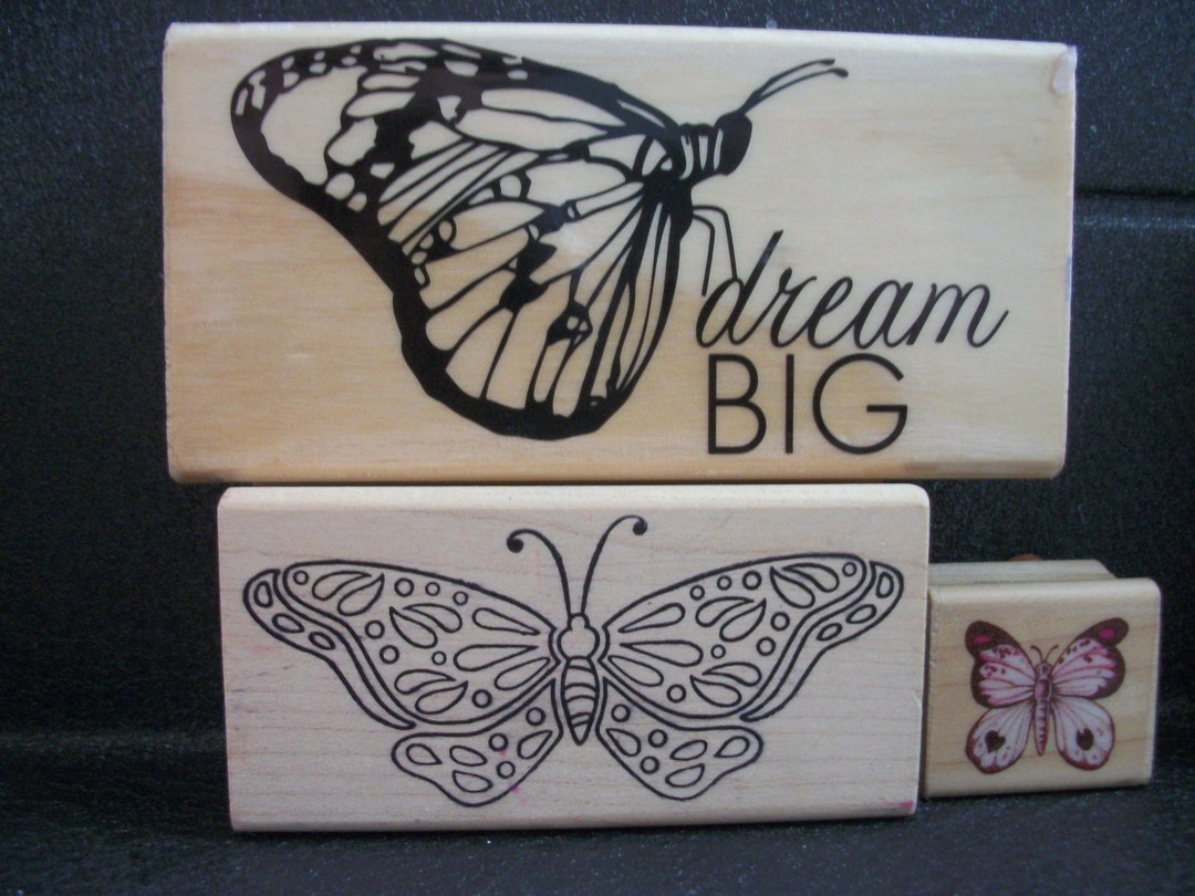 Monarch Butterfly Rubber Stamp Lot: Dream Big, Magenta, Rubber Stampede ...