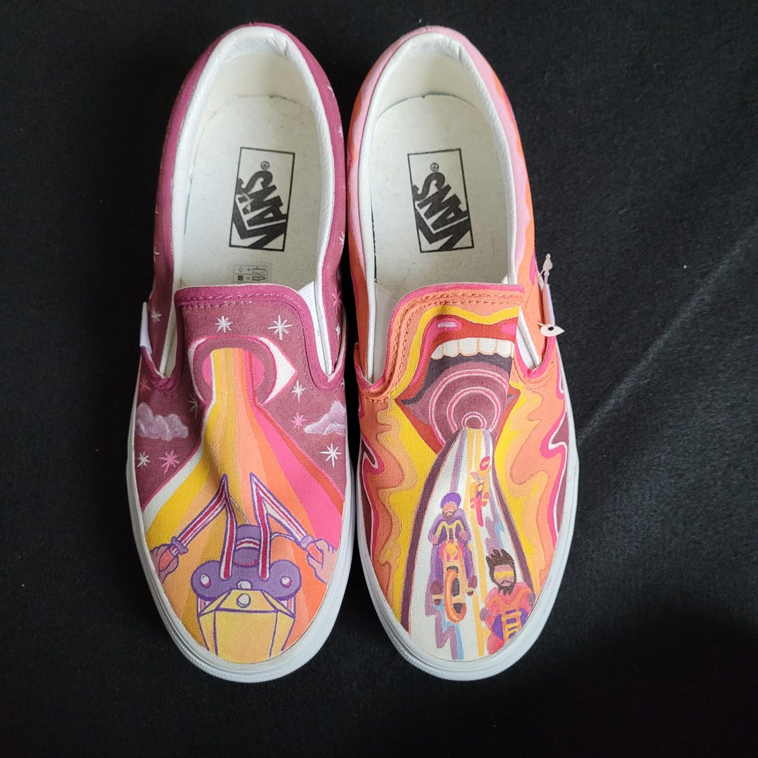 VANS "chopper Life Psychedelic" Slip-ons Hand-painted by Punk and Coton ...