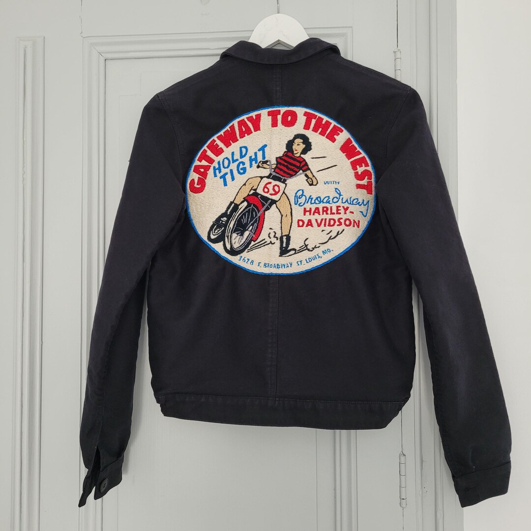 Rare French Deadstock Moleskin Cyclist Jacket Hand Embroidered ...
