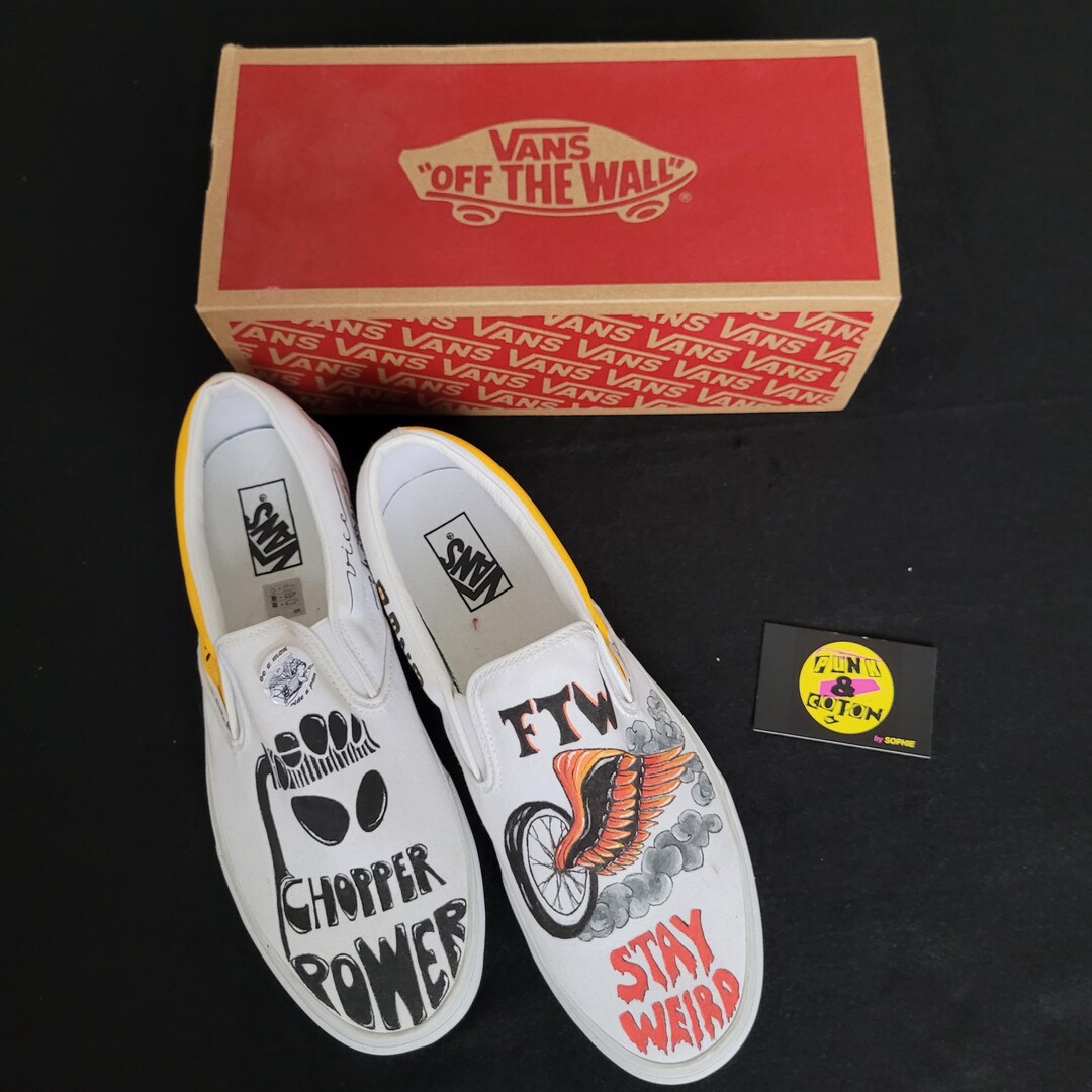 VANS "chopper Power" Slip-ons Hand-painted by Punk and Coton - Etsy