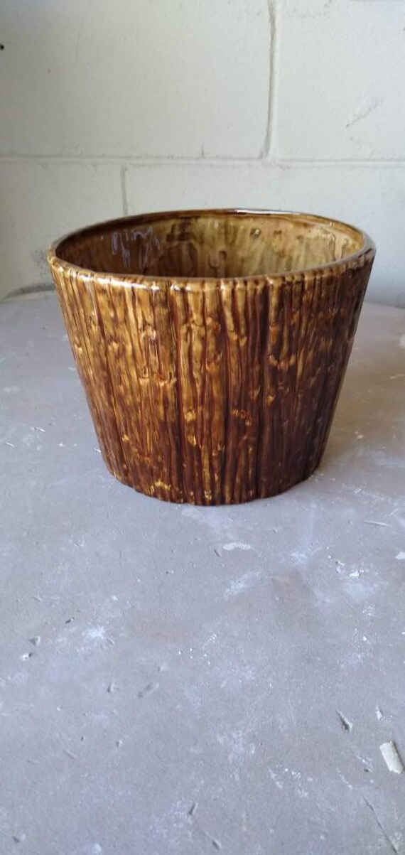 Ceramic Planter / Wood Look Planter / Large Planter / Ceramic | Etsy