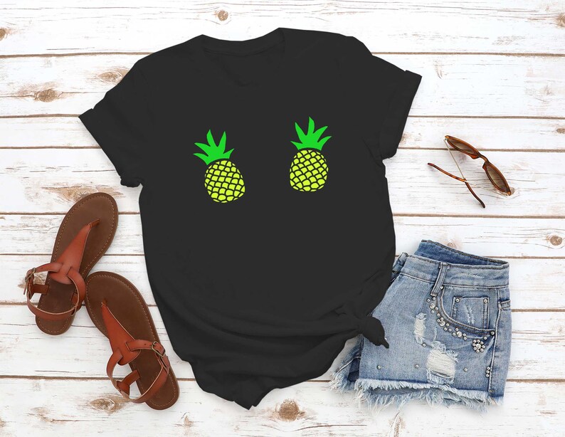 Pineapple Tee Shirt Boobs T Shirt Women Tshirt Teenage Girl Etsy