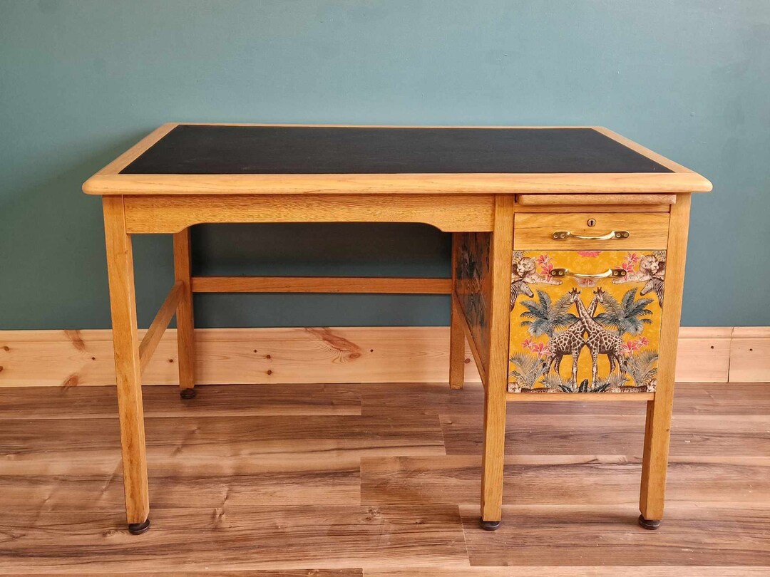 Abbess Oak Desk - Safari Animal Theme - Etsy