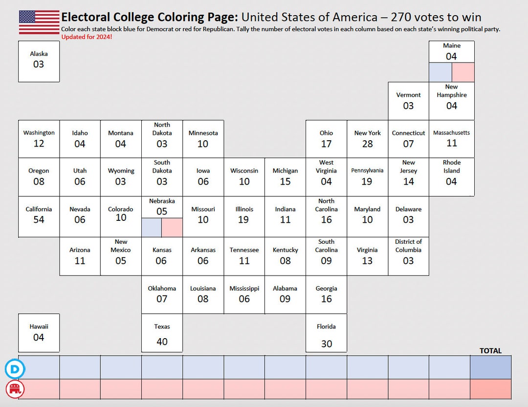 Electoral College Coloring Page - Updated for 2024! - Etsy
