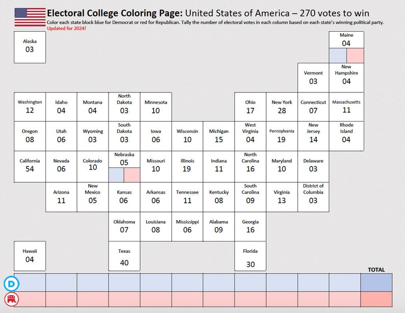 Electoral College Coloring Page - Updated for 2024! - Etsy