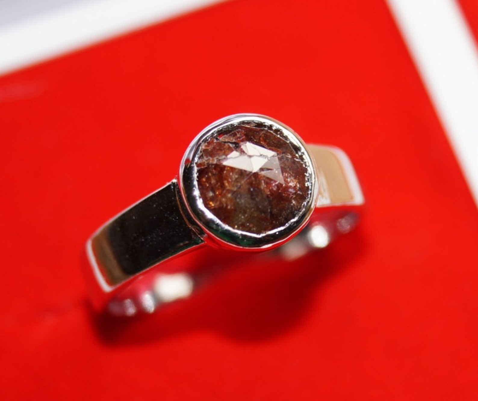 1.59 Cts Red Rose Diamond Ring, Rose Cut Diamond Ring, Red Rough ...