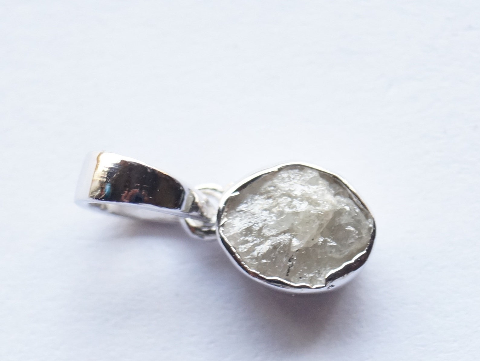 2.55 Cts Sparkling White Rough Diamond Pendant Rough Diamond | Etsy