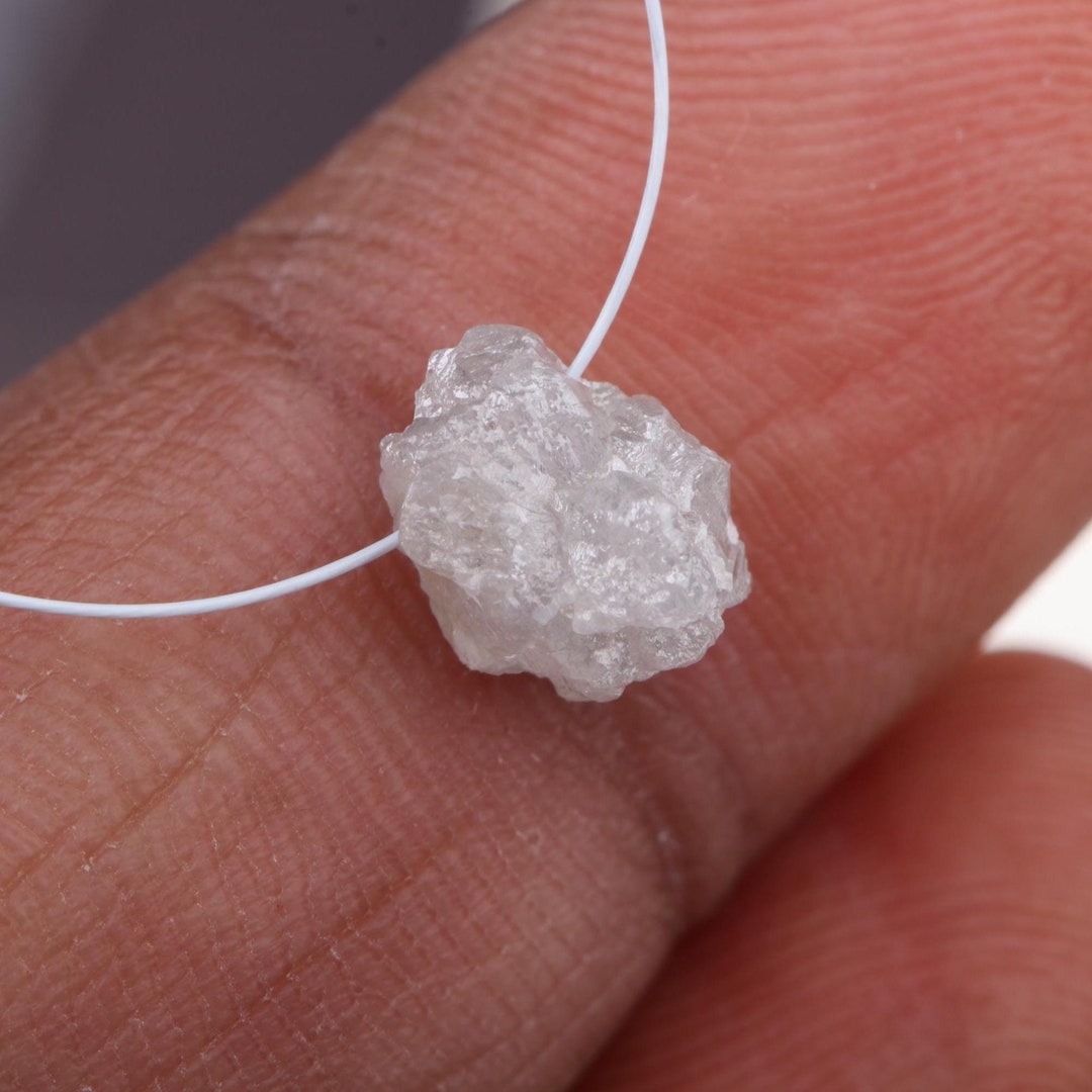 1 Piece 1.77ctw/7.72mm Snow White Raw Diamond Beads, White Drilled ...