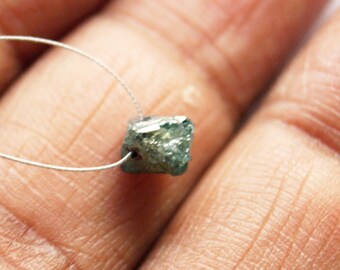 Blue Raw Diamond Octahedron Drilled Natural Diamond Crystal
