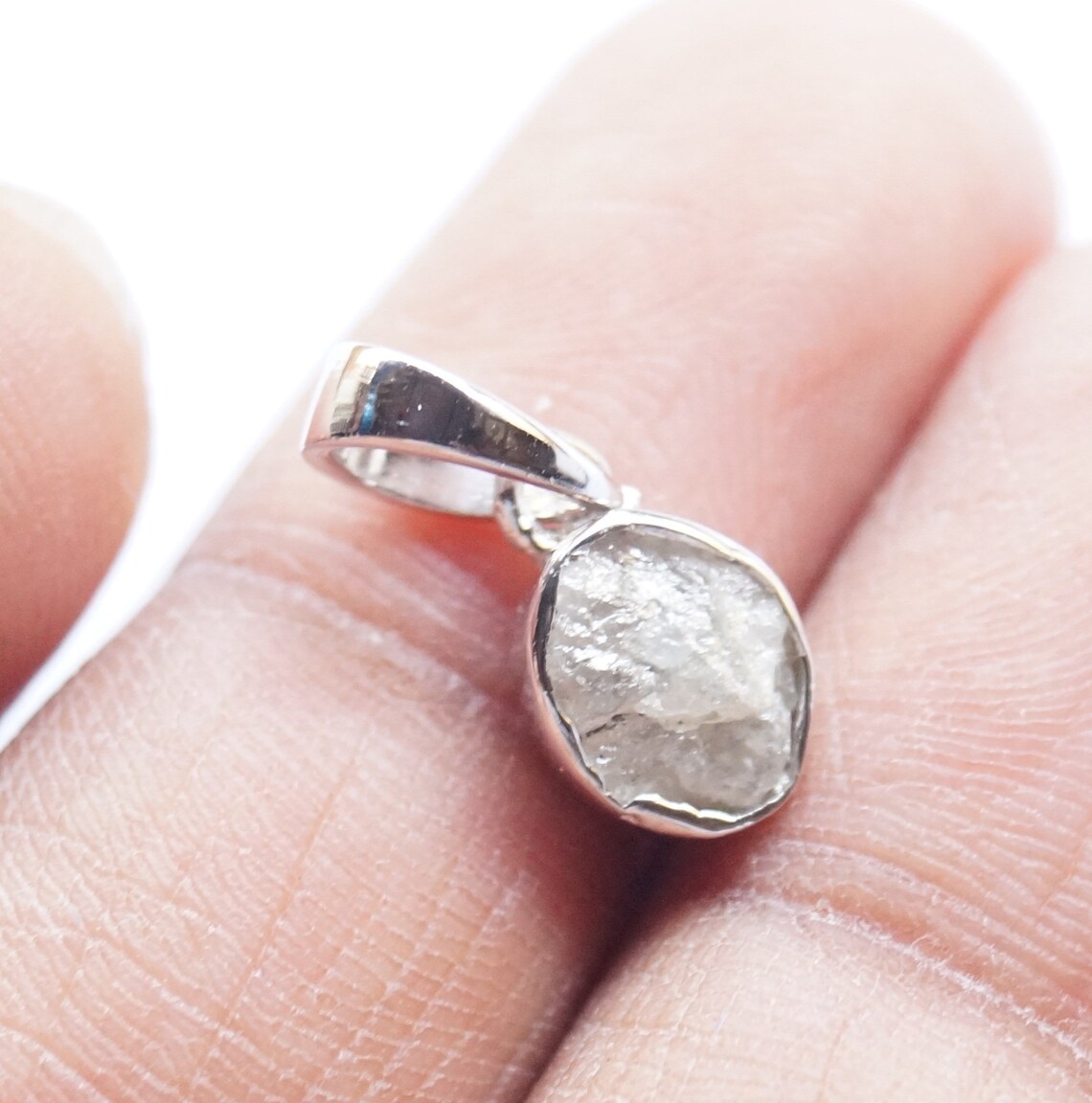 2.55 Cts Sparkling White Rough Diamond Pendant Rough Diamond | Etsy