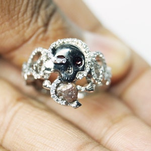 1.0 Cts Red Uncut Diamond Skull Ring, Red Diamond Ring, Promise Ring ...