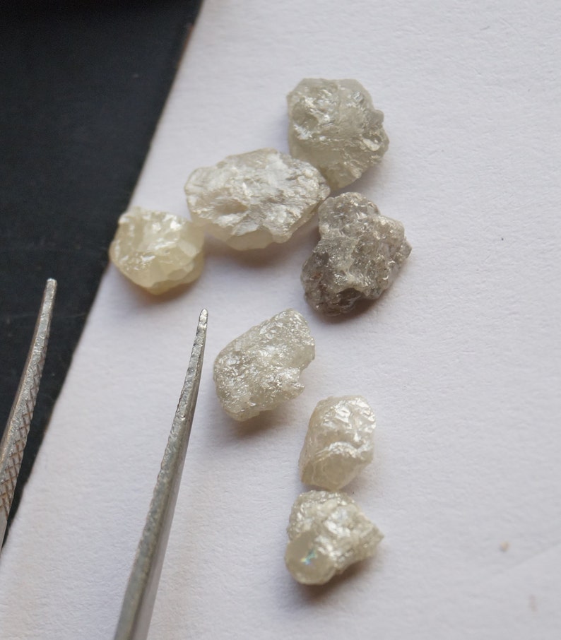 ON SALE 55% 2 Pieces White Raw Diamonds Flat Rough Diamonds - Etsy