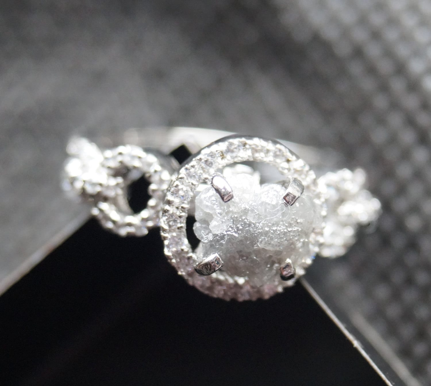 1.75 Cts Gray Raw Diamond Ring Gray Diamond Ring Promise | Etsy