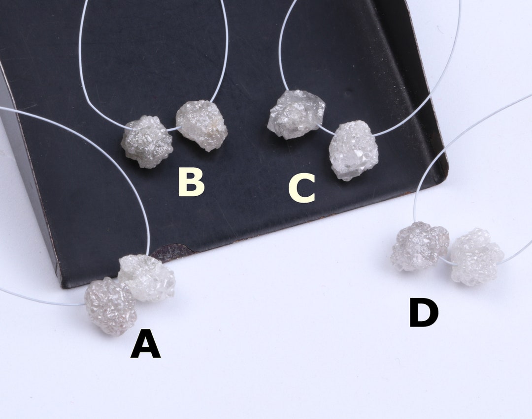 Drilled Diamonds Pair, Natural Snow White Diamond, White Raw Diamond ...