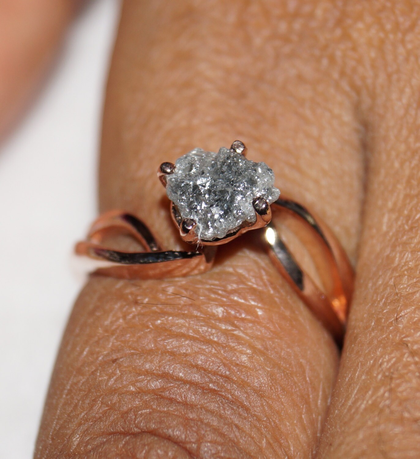 3-5 Mm Apx Gray Raw Diamond Ring Gray Gray Diamond Ring | Etsy