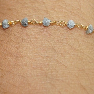 ON SALE 50% 18 Natural Gray Raw Diamond Beaded Chain Wire Wrapped ...