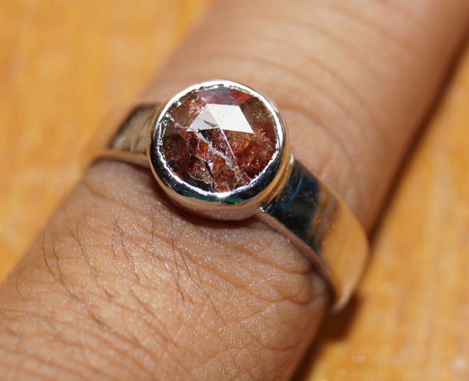 1.59 Cts Red Rose Diamond Ring, Rose Cut Diamond Ring, Red Rough ...