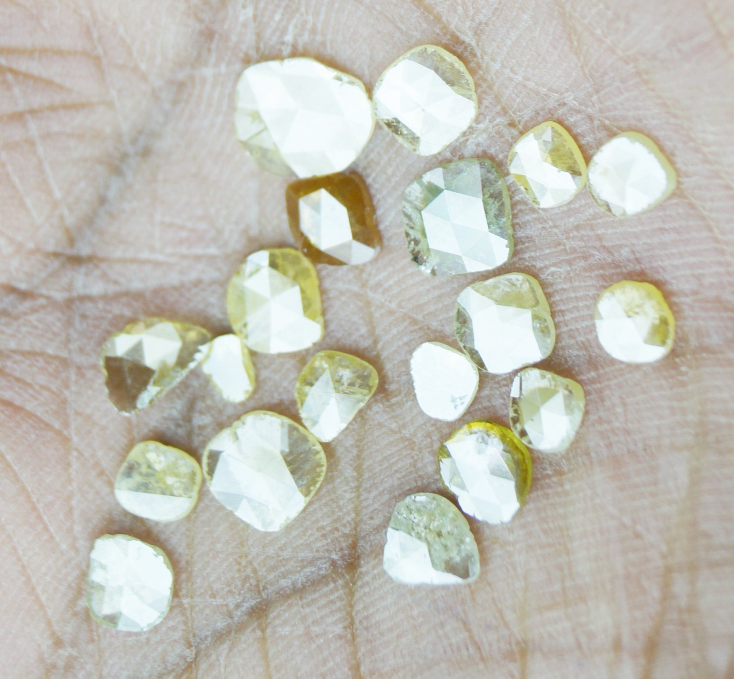 ON SALE 50% Yellow Diamond Slice Faceted Flat Back Diamond - Etsy