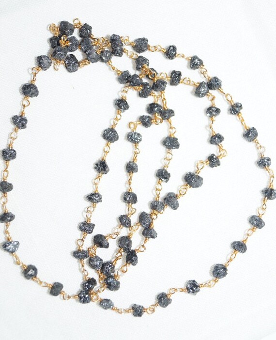 ON SALE 50% 18 Natural Black Raw Diamond Beaded Chain | Etsy