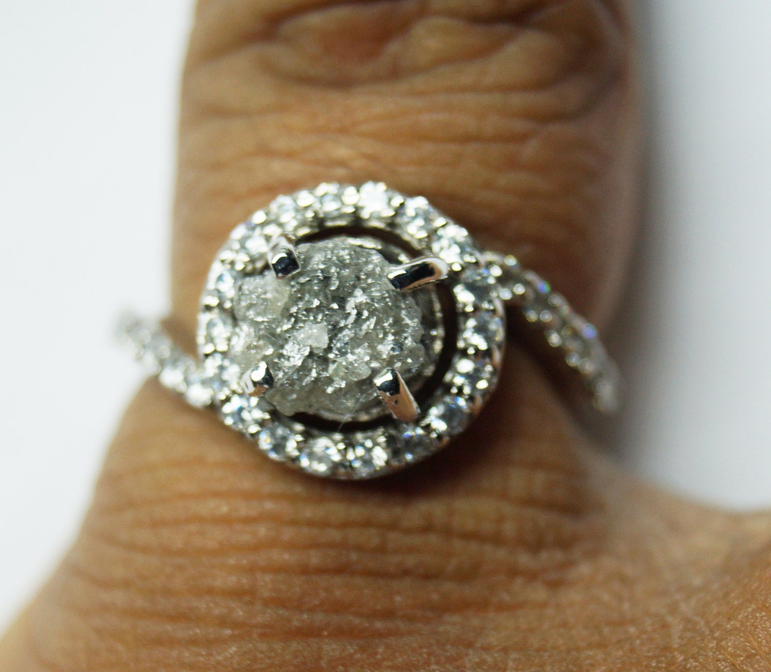 1.0 Cts Gray Raw Diamond Ring Gray Diamond Ring Promise | Etsy