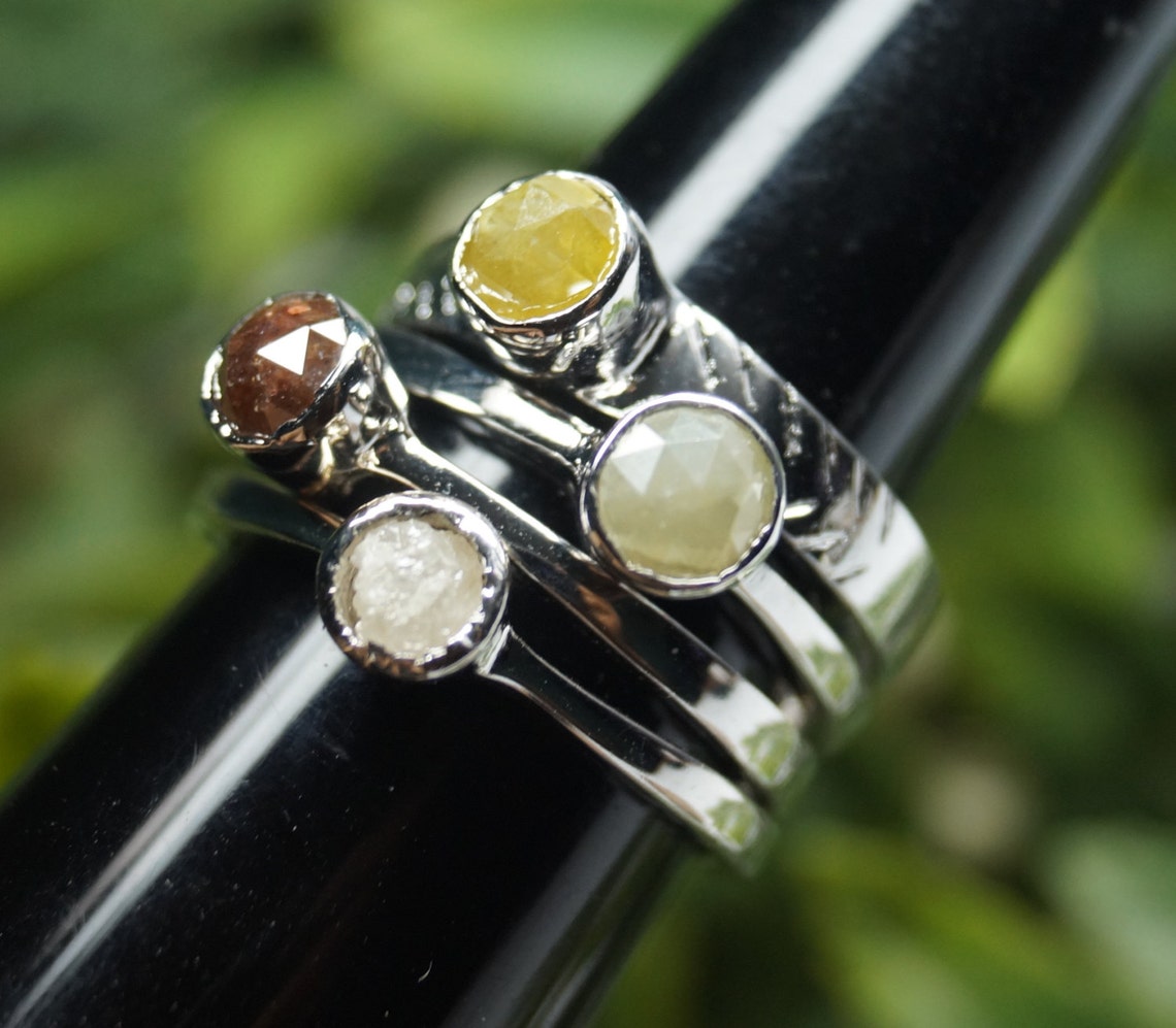 Yellow Diamond Ring Rose Cut Diamond Ring Yellow Rough - Etsy