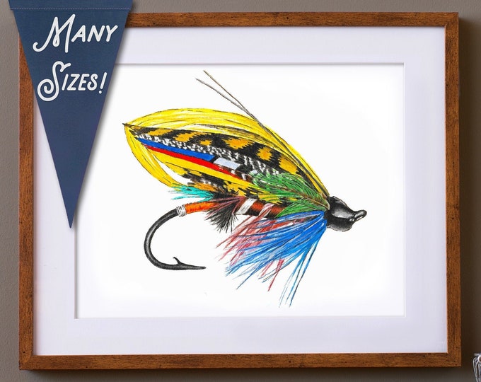 Watercolor Trout Fly, Fly Fishing Gifts, Fishing Lure Art, Fishing ...