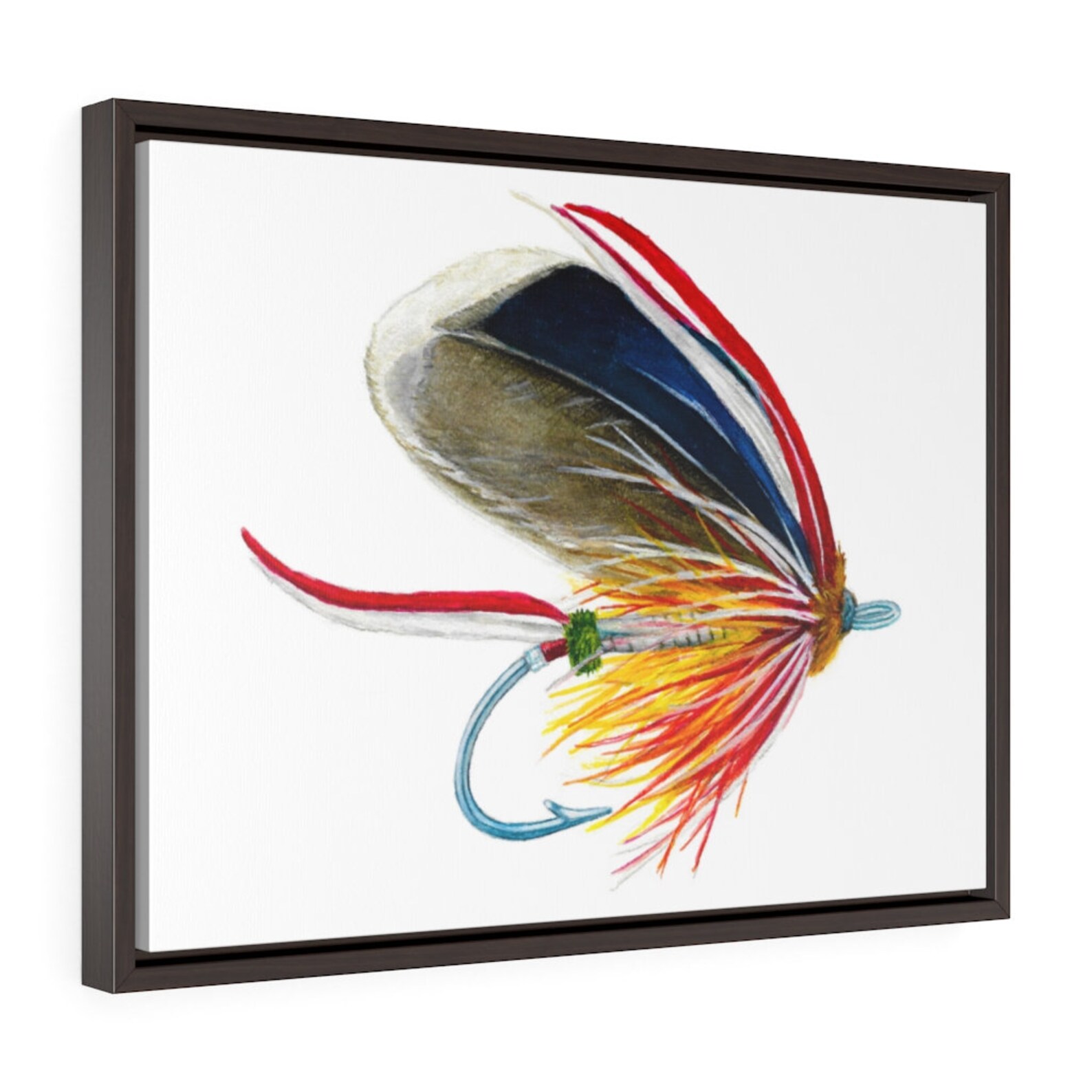 Fly Fishing Framed Canvas Fishing fly print Watercolor | Etsy