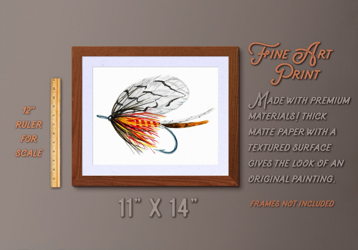 Watercolor Fly Print Unframed fishing print Fly Fishing | Etsy