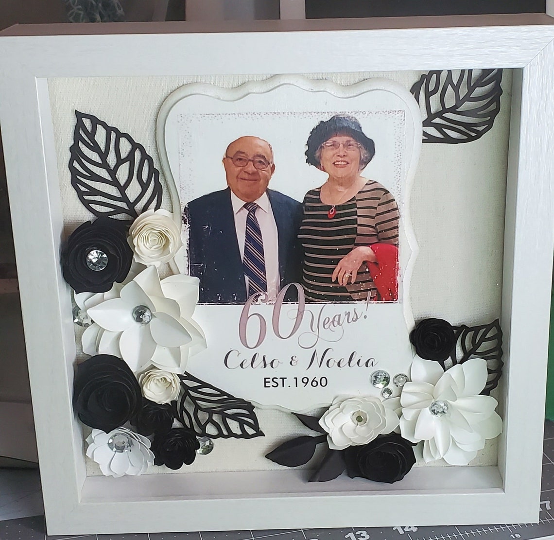 Flower Shadow Box Wedding Anniversary Gift Babyshower/wall - Etsy