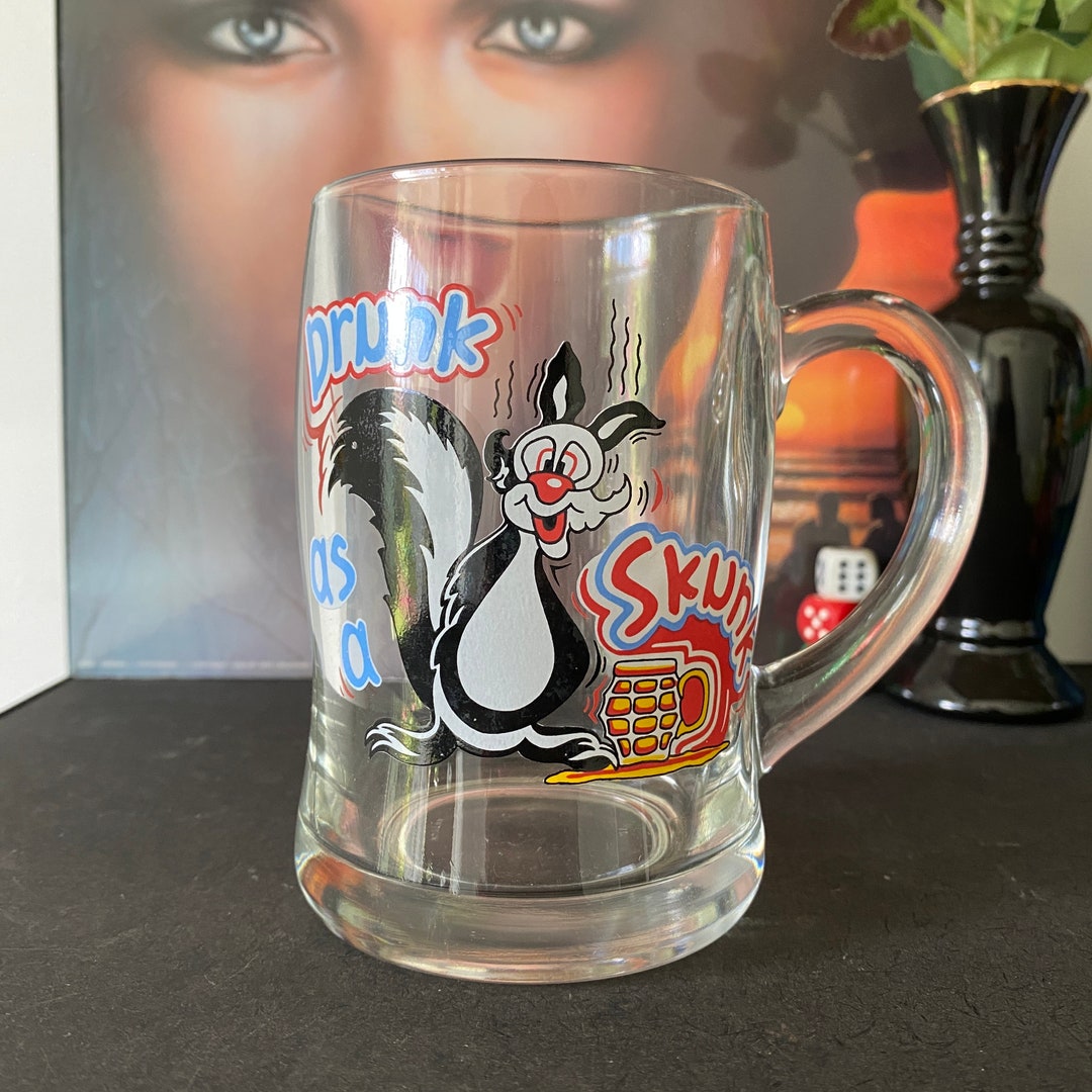 Vintage Glass Skunk Mug Drunk as a Skunk Novelty Glass Coffee Cup ...