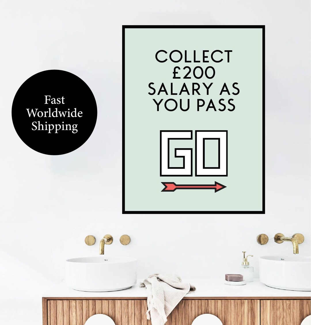 Monopoly Collect 200 Pass Go Poster, Community Chest Go Collect ...