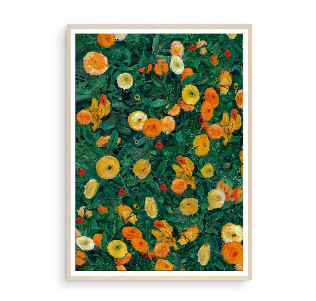 Marigolds Wall Art, Marigolds Vintage Painting, Marigolds Oil Painting ...