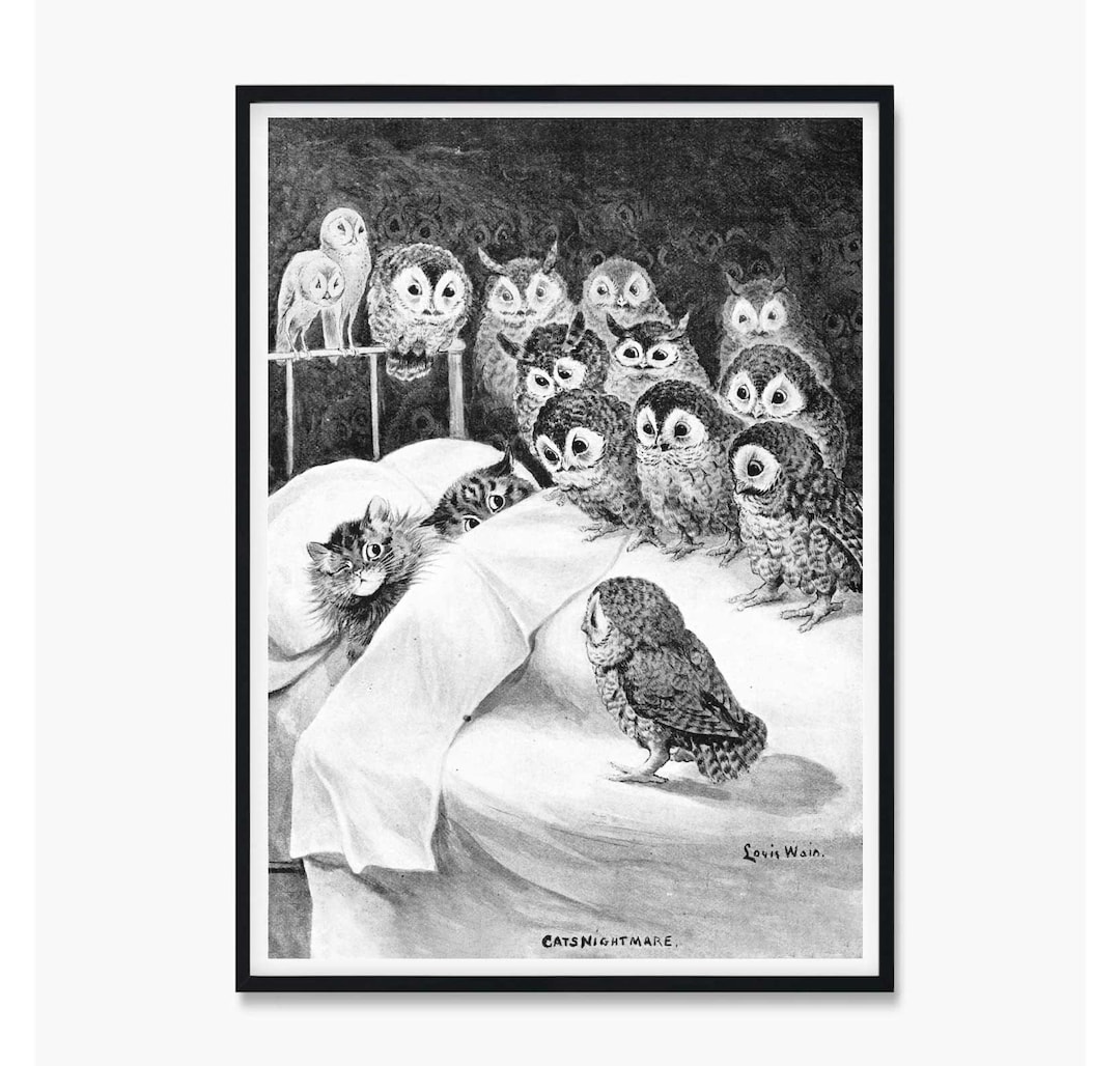 Cat's Nightmare by Louis Wain 1890, Cats Nightmare Poster, Cats Print ...