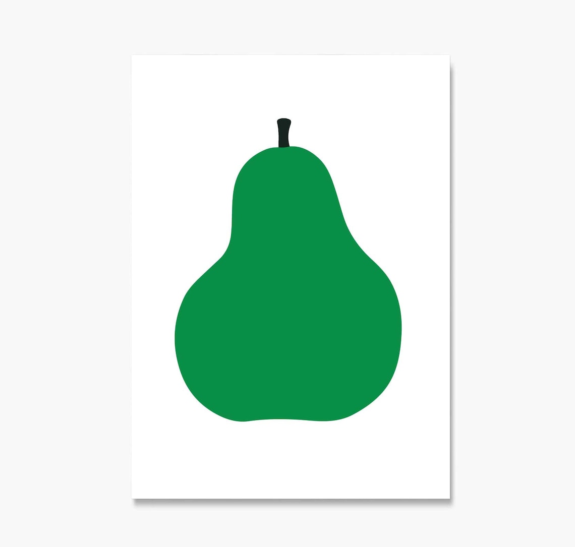 Green Pear From the Block Green Pear Art Print Poster Pear - Etsy