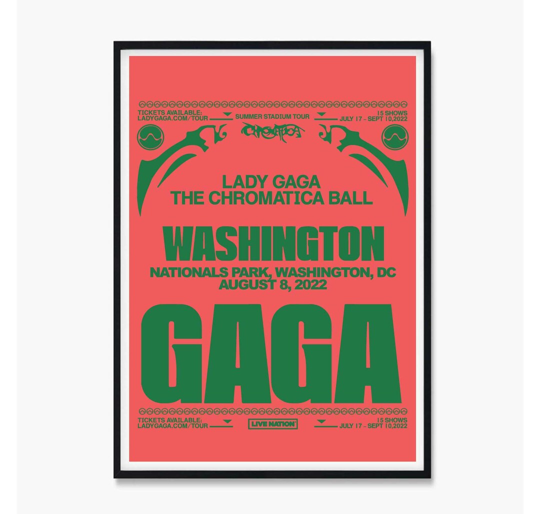 Lady Gaga the Chromatica Ball Tour Poster Washington DC, Lady Gaga ...