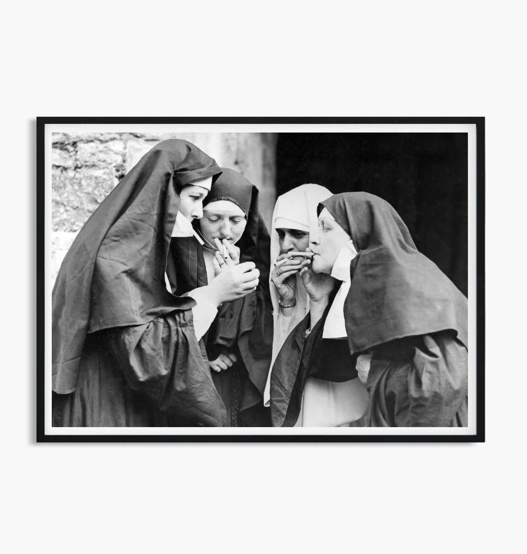 Smoking Nuns Poster, Smoking Nuns Print, Smoking Nun Wall Art, 1950's ...