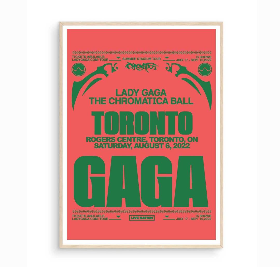 Lady Gaga the Chromatica Ball Tour Poster Toronto, Lady Gaga Album ...