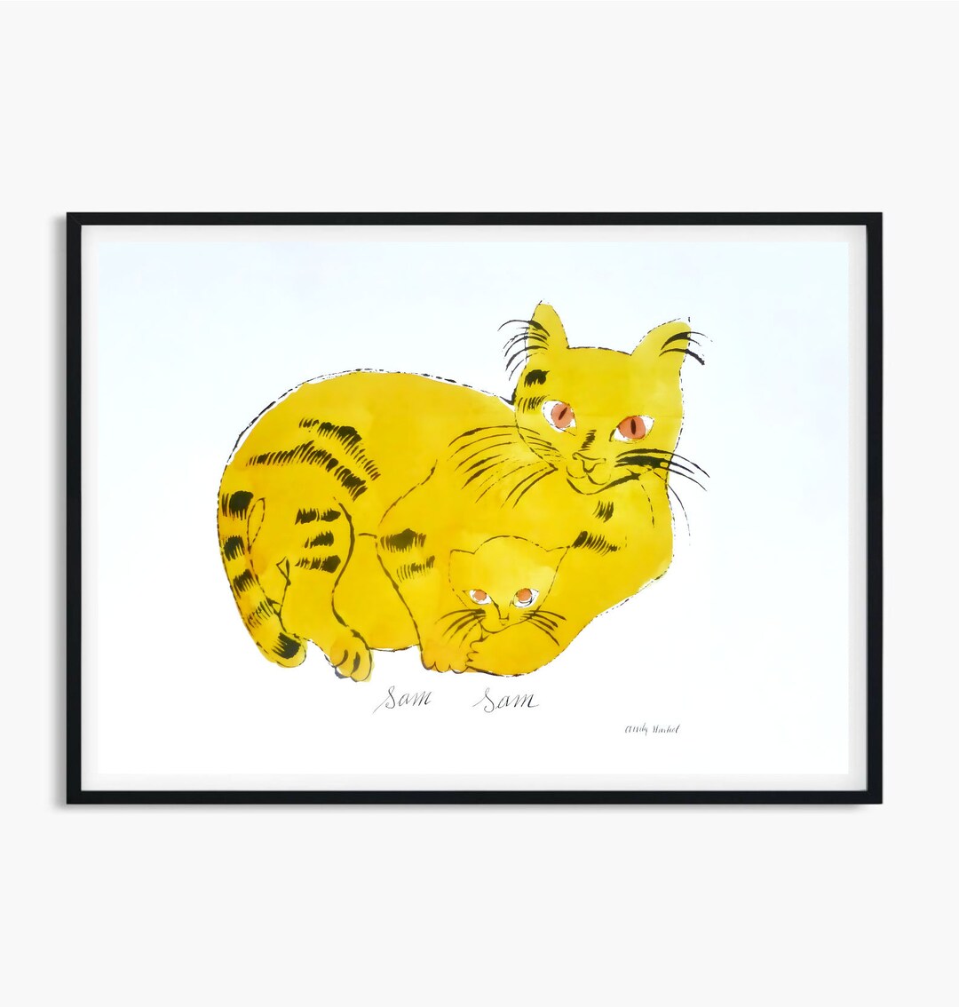Andy Warhol Yellow Sam Cats Poster, Andy Warhol Cats Print, 25 Cats ...