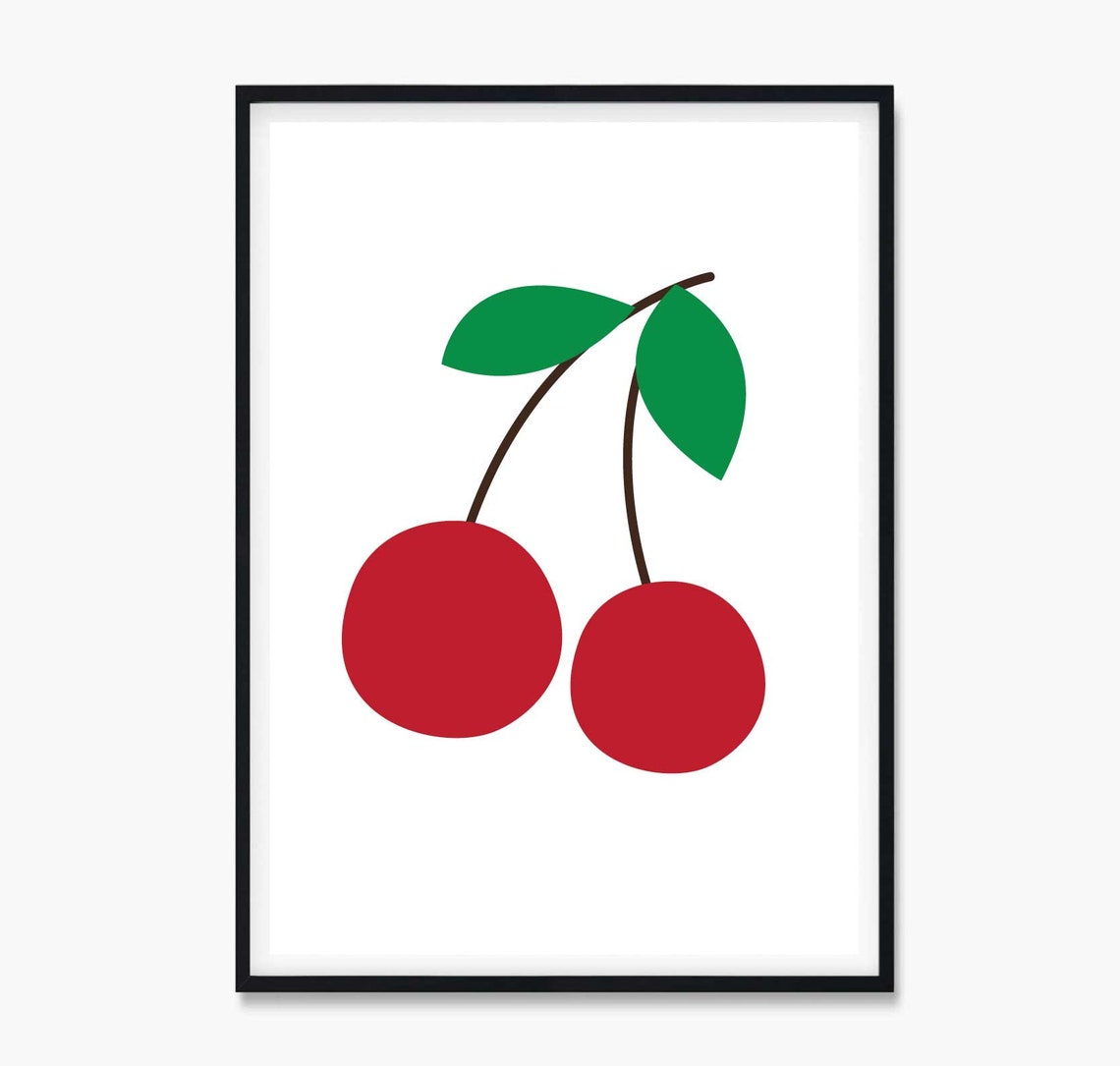 Cherry Cherries Art Print Poster Cherries Print Cherry - Etsy