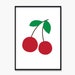 Cherry Cherries Art Print Poster, Cherries Print, Cherry Poster, Cherry ...