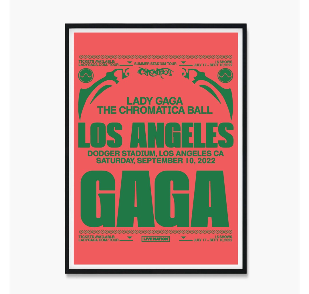 Lady Gaga the Chromatica Ball Tour Poster Los Angeles, Lady Gaga Album ...