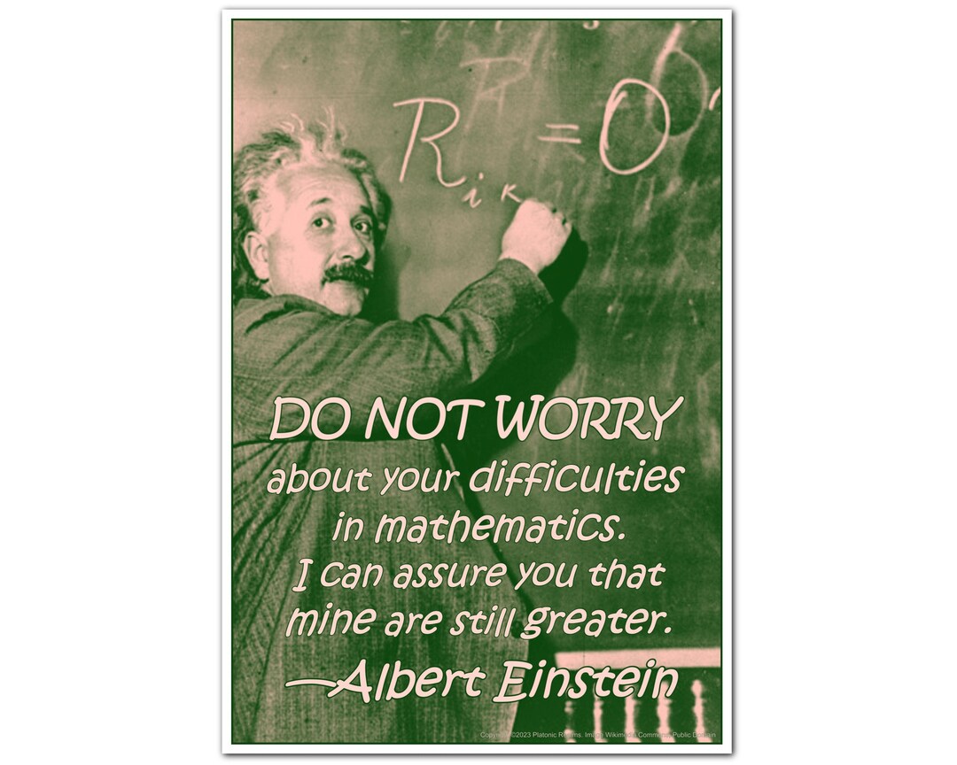 Einstein Math Classroom Poster: Motivational Quote, Educational Wall ...