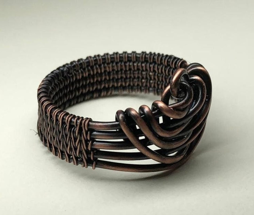 Wire Wrapping Ring With Thick Band. Wrapped Ring. Old, Antique Copper ...