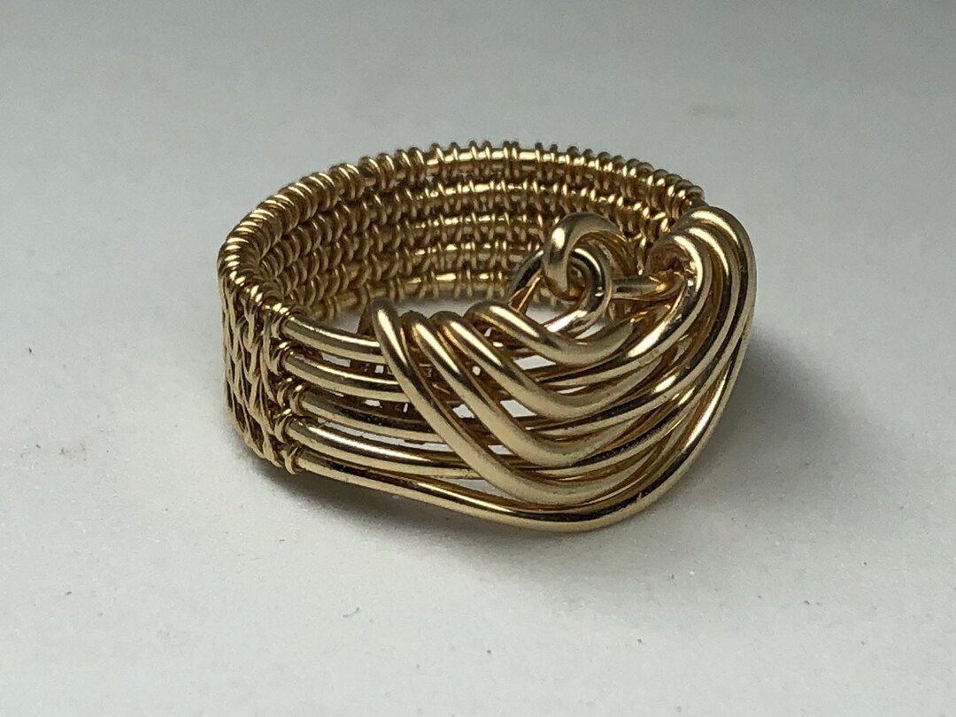 Wire Wrapping Ring With Thick Band. Gold Filled 14/20 Wire Ring. Coiled ...